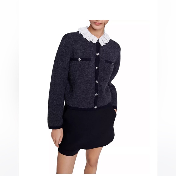 Maje | Dresses | Mestino Lace Collared Cardigan | Poshmark